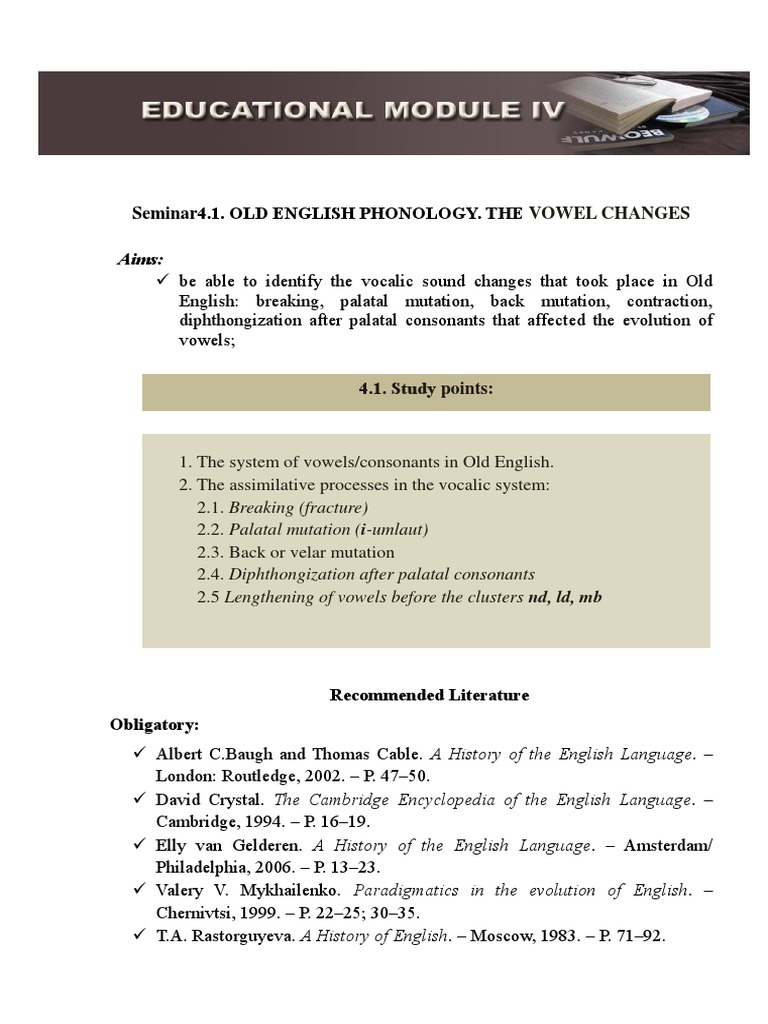Old English Vowel Changes Explained | PDF | Vowel | Phonetics