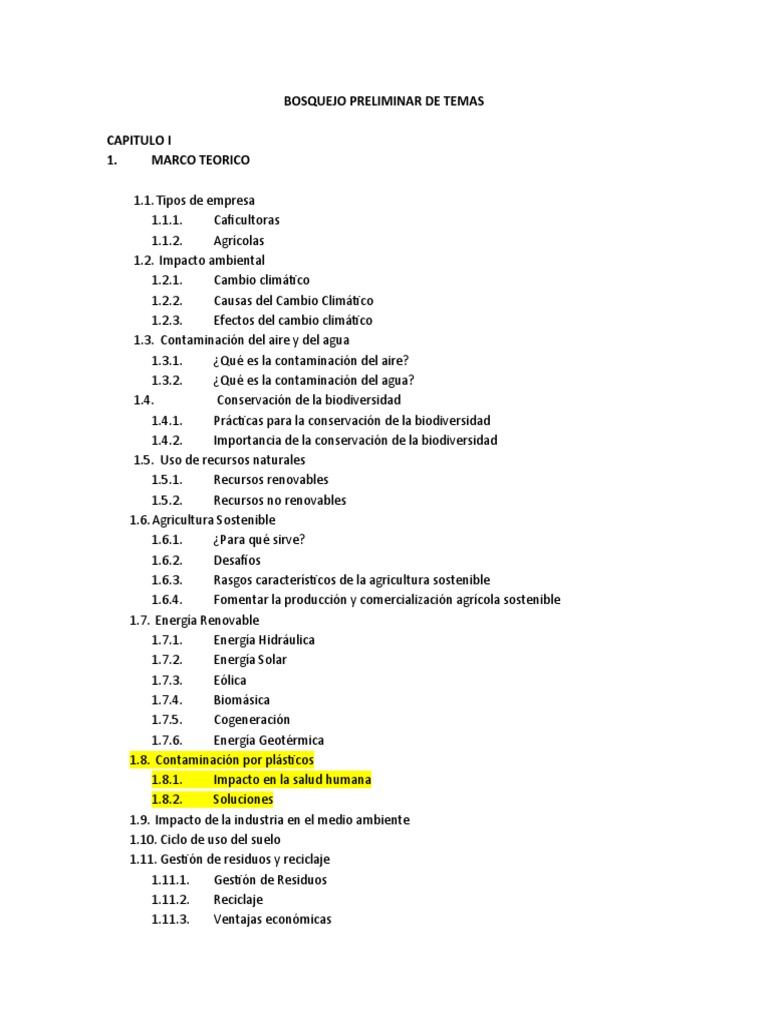 Bosquejo Preliminar de Temas | PDF | Salud y bienestar | Ciencia y ...