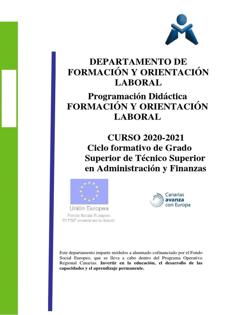 Programación FOL en Administración y Finanzas | PDF | Evaluación | Enseñando