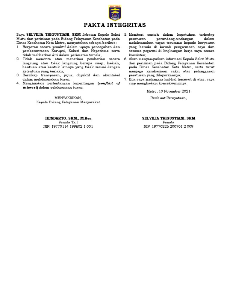 SELVILIA TRIGUSTIANI, SKM MUTU Dan PERIZINAN | PDF