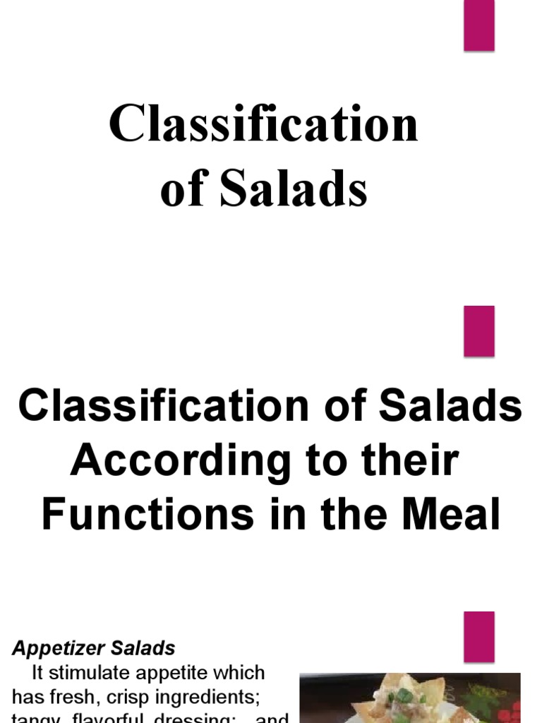 Types and Classifications of Salads | PDF | Salad | Meal
