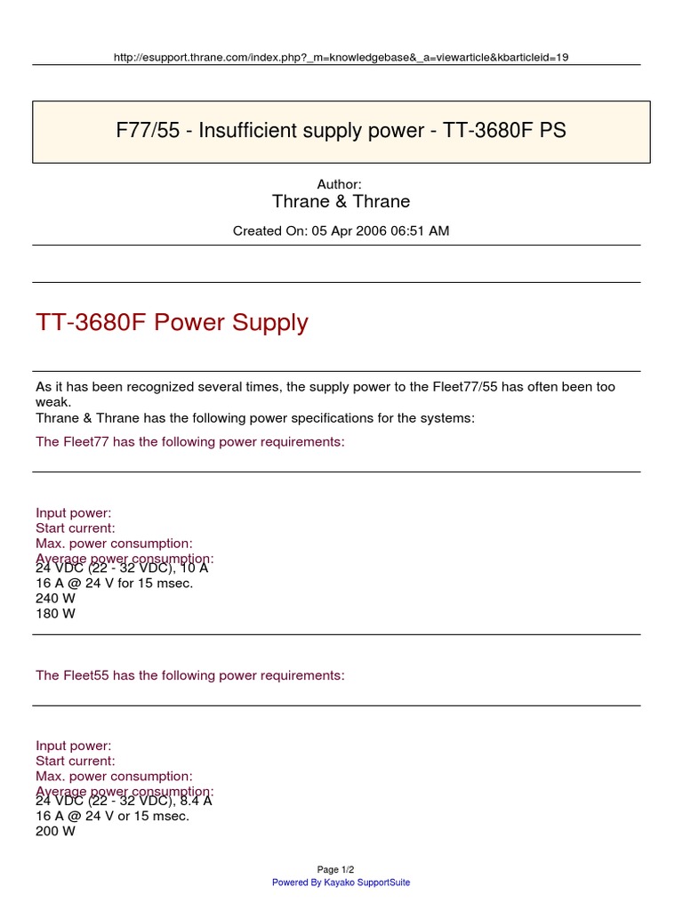 F7755 - Insufficient Supply Power - TT-3680F PS | PDF