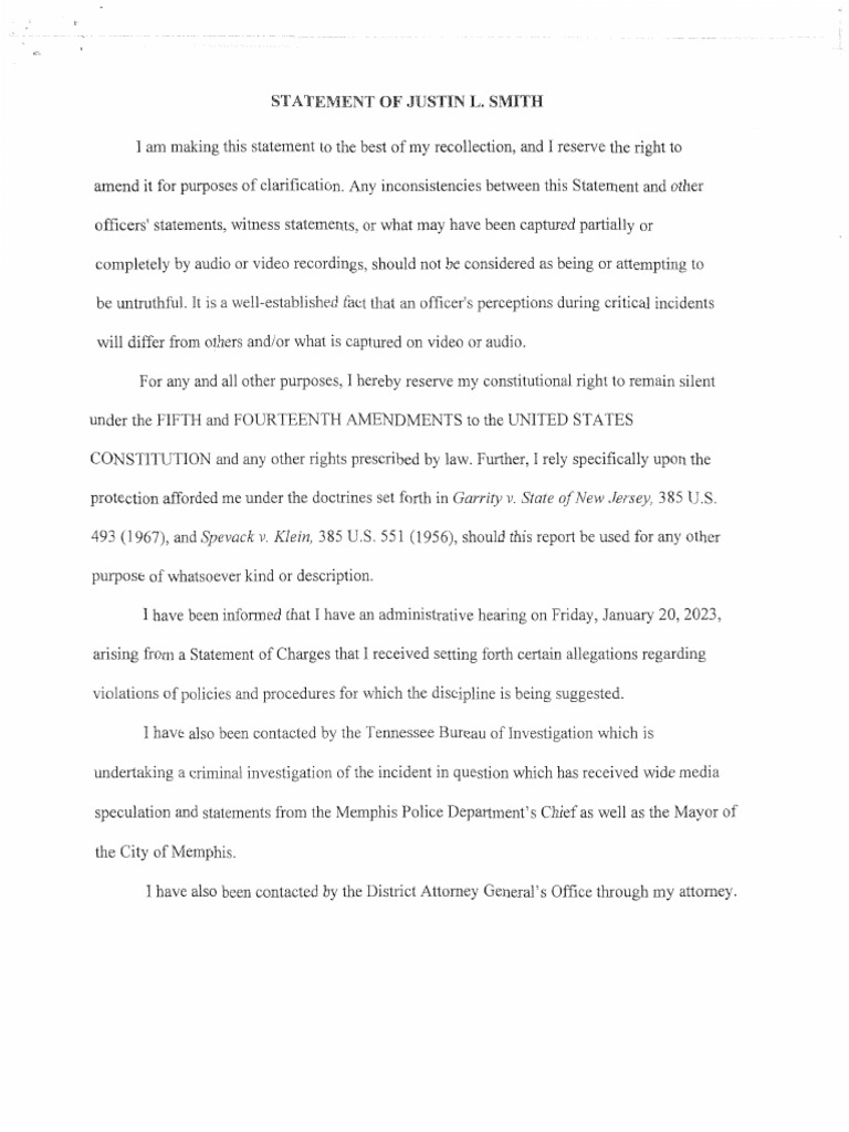 Justin L. Smith Statement | PDF