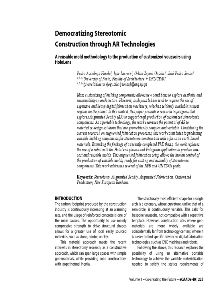 Democratizing Stereotomic Construction Through AR Technologies | PDF ...