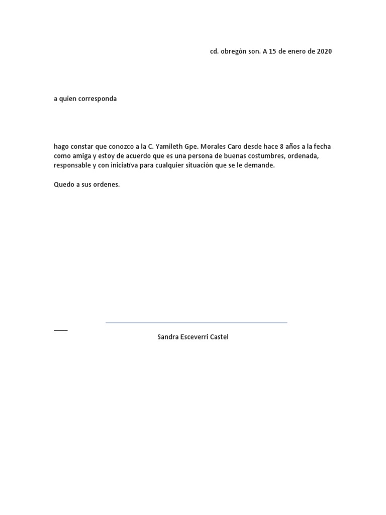 Carta de Recomendacion Sandra | PDF