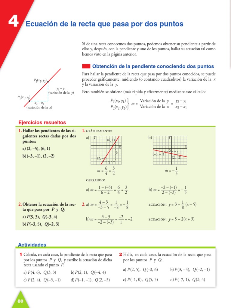 Ecuación de la recta por dos puntos | PDF | Línea (geometría) | Pendiente