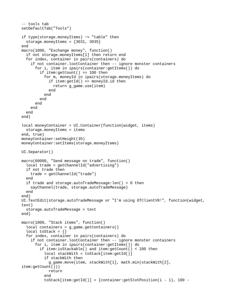 Script Lua Tibia | PDF | Computer Programming | Computing Script Lua Tibia | PDF | Computer Programming | Computing