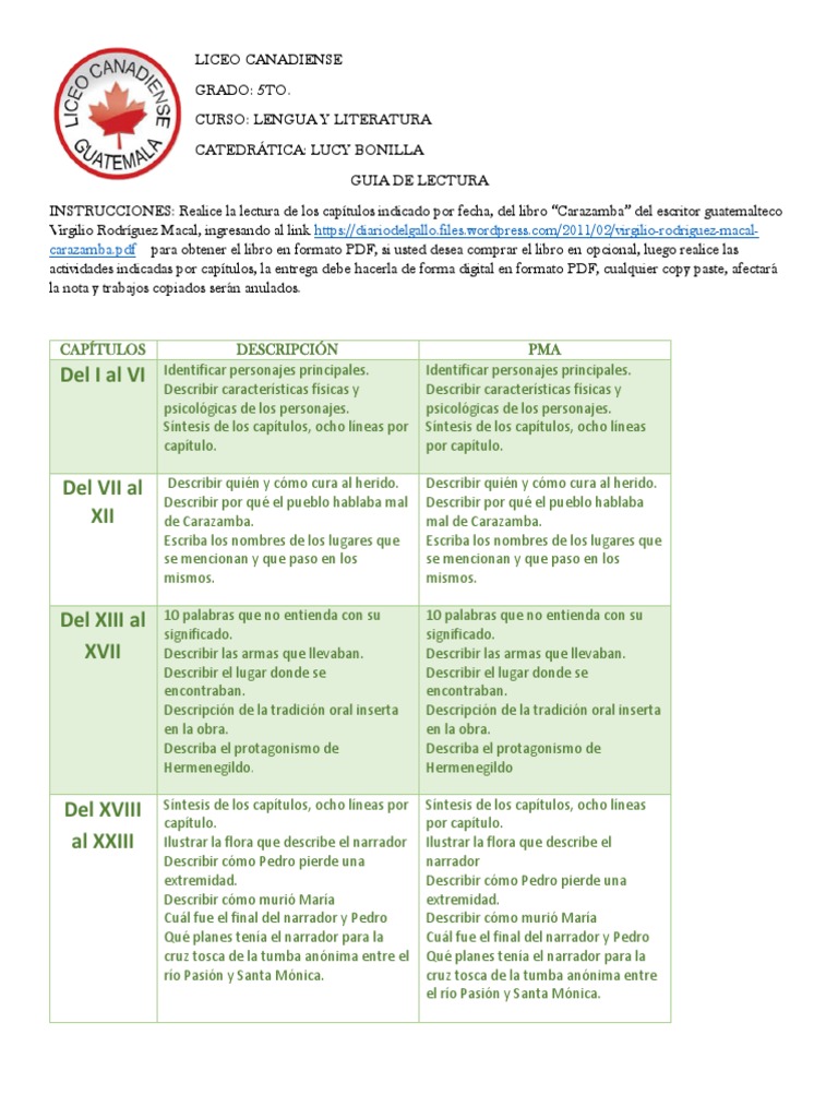 Guía de Lectura (Carazamba) | PDF