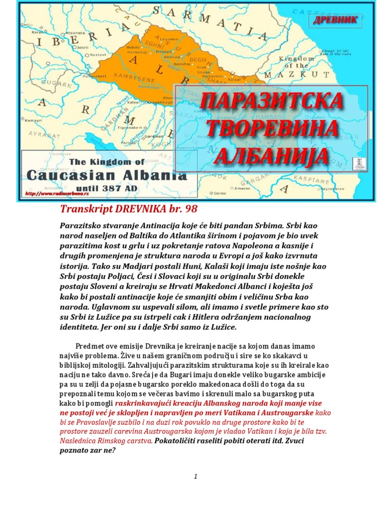Albanija Parazitska Tvorevina 1deo | PDF