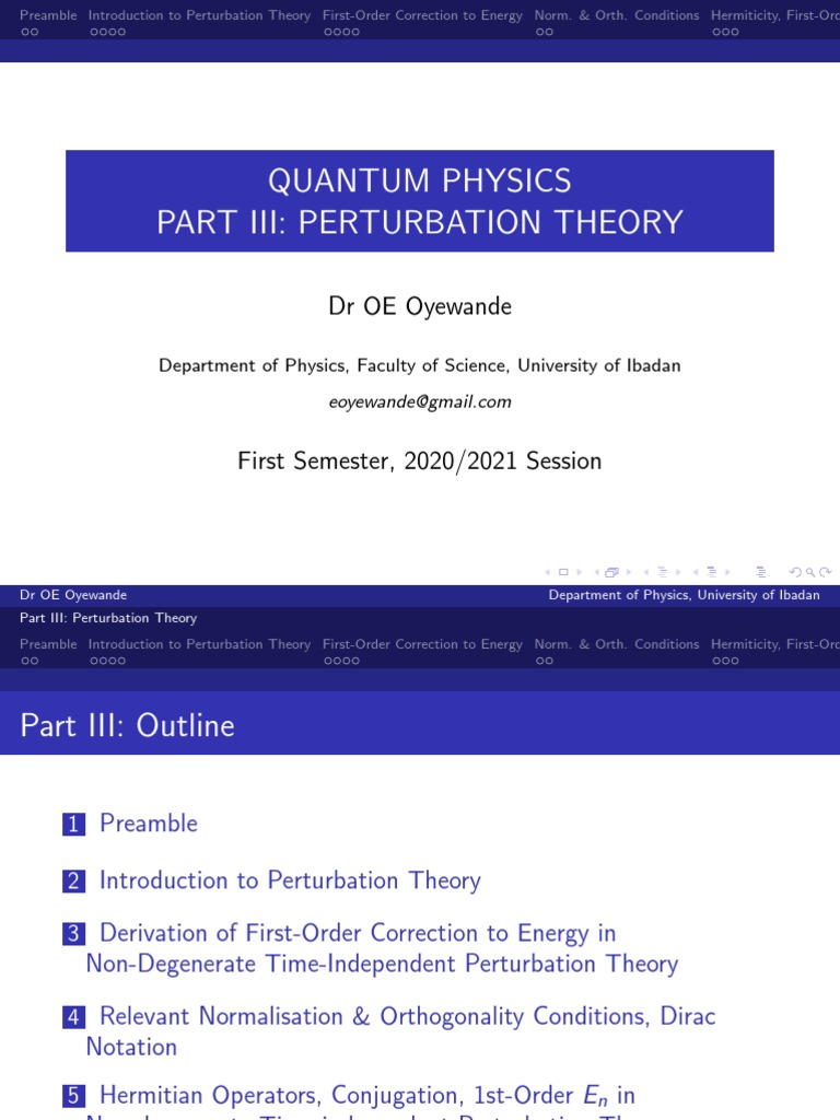 PHY 405 Lecture Series 4 - Perturbation Theory | PDF | Perturbation Theory (Quantum Mechanics ...