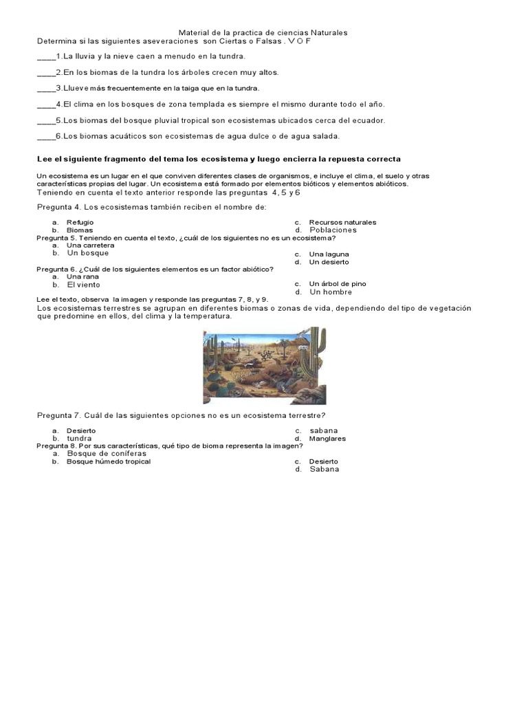 Material de La Practica de Ciencias Naturales 1ro | PDF | Ecosistema ...