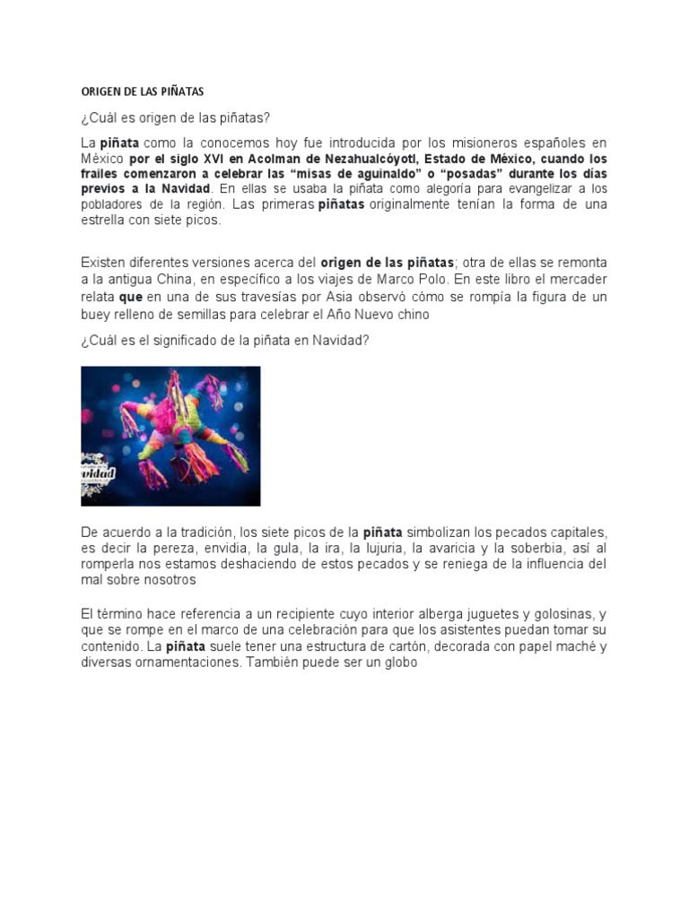 Origen y significado de las piñatas | PDF