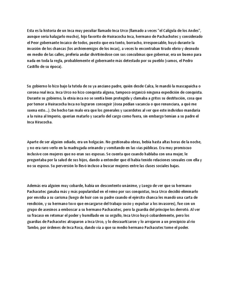 Inca Urco | PDF | Imperio Inca