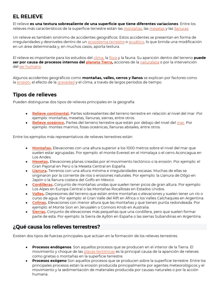 El Relieve | PDF | Terreno | Montañas