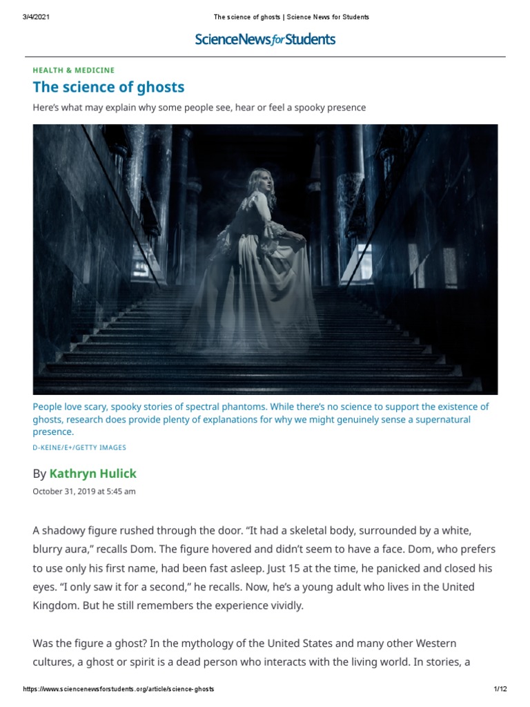The Science of Ghosts - Science News For Students | PDF | Dream | Paranormal