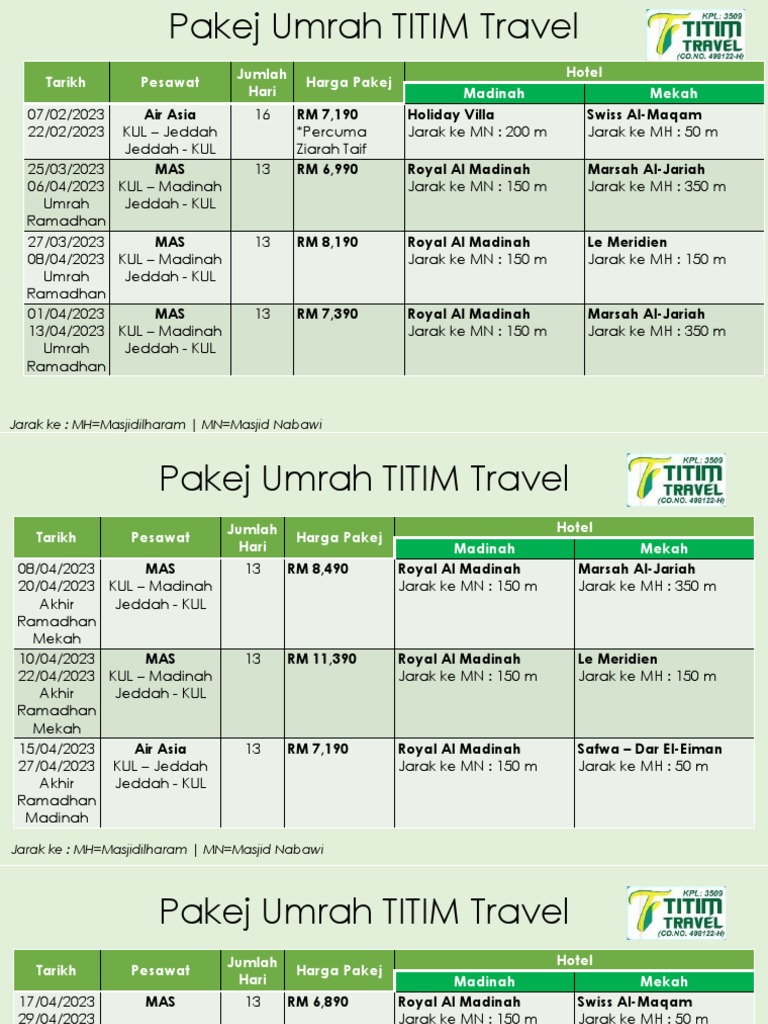 Pakej Umrah TITIM Travel 2023 | PDF