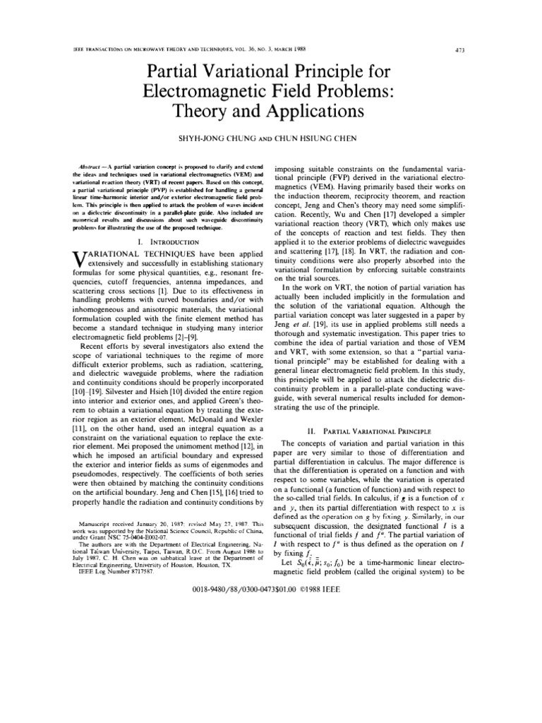Partial Variational Principle For Electromagnetic Field Problems ...