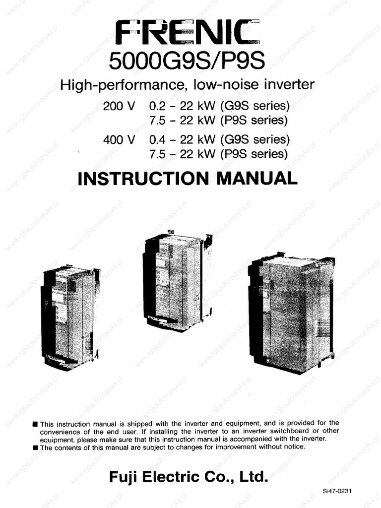 FRN7.5G9S 4EX FRENIC 5000G9S 12 kVA SERVO NAPĘD FUJI ELECTRIC MANUAL | PDF