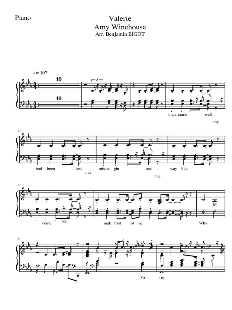 Valerie Amy Winehouse: Piano | PDF | British Songs | Songs