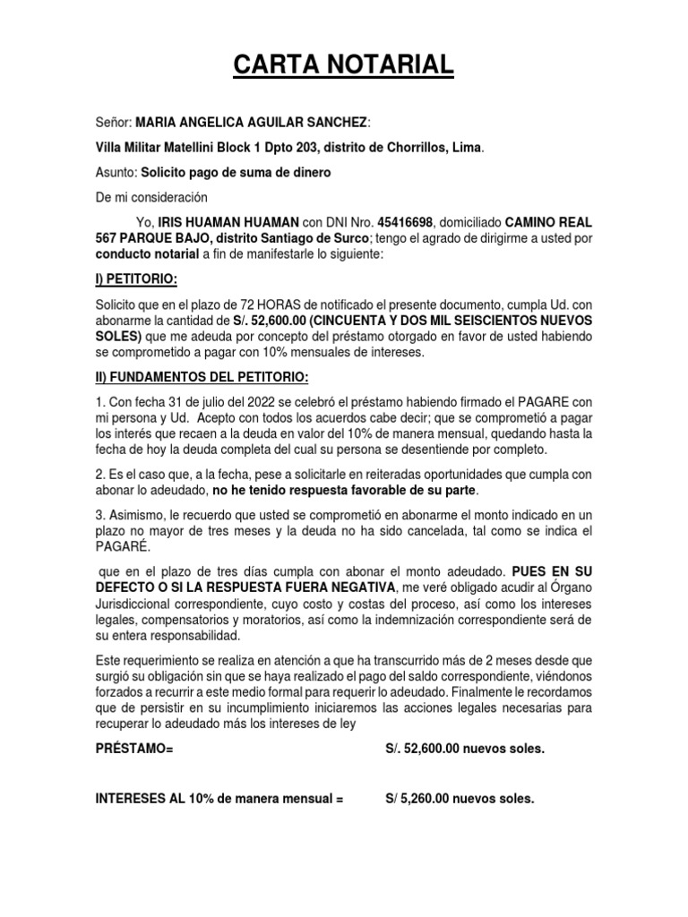 Carta Notarial | PDF | Justicia | Crimen y violencia