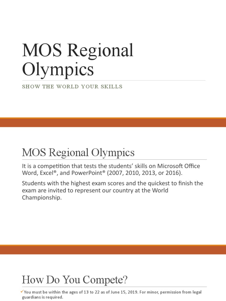 MOS Regional Olympics: Compete for Glory | PDF