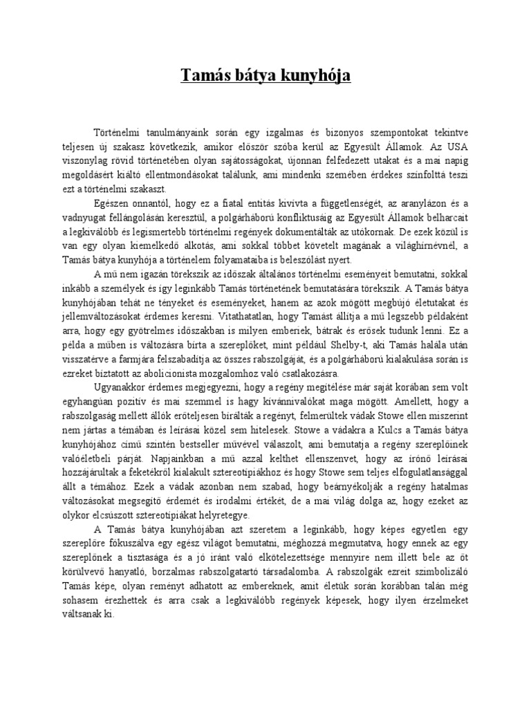 Tamás Bátya Kunyhója | PDF