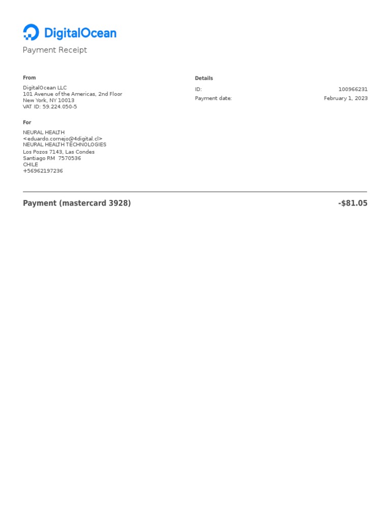 DigitalOcean Payment Receipt #100966231 | PDF