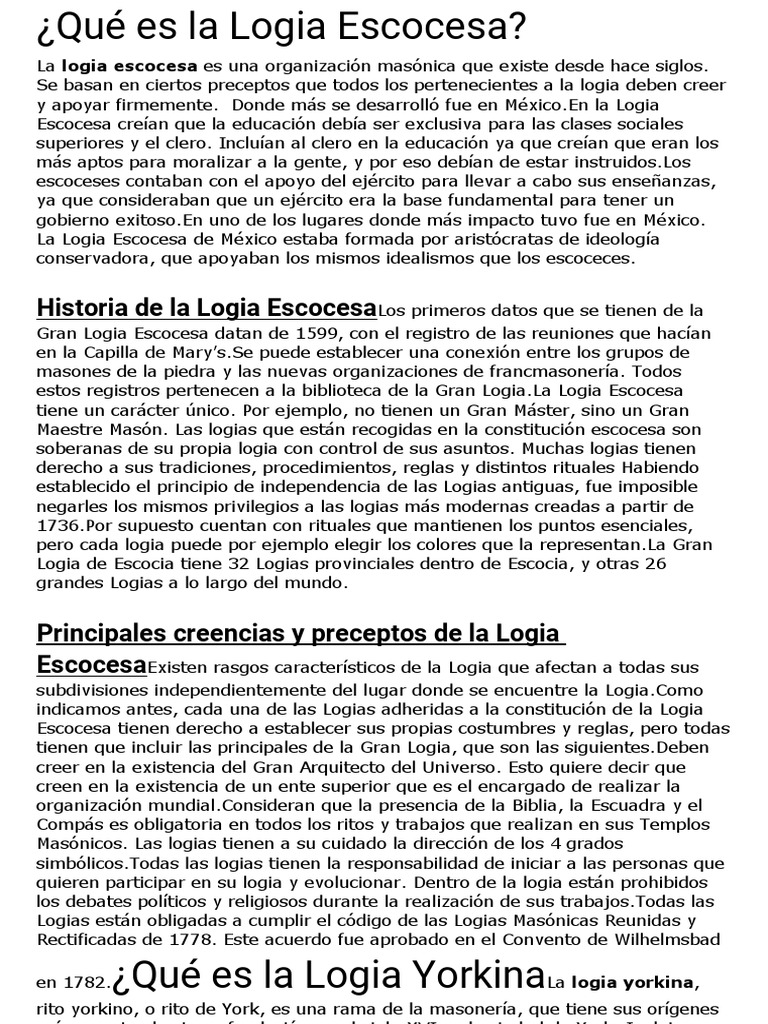 Características de la Logia Escocesa | PDF | Masonería | Logia masónica