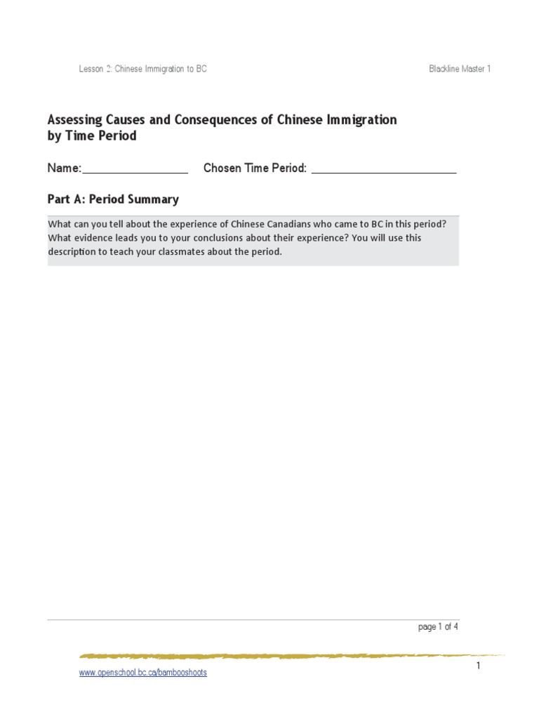 Chinese Immigration to BC (1750-1900) | PDF | Social Science