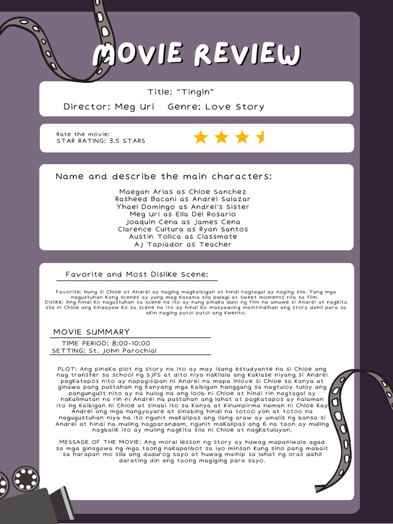 Movie Review Worksheet | PDF