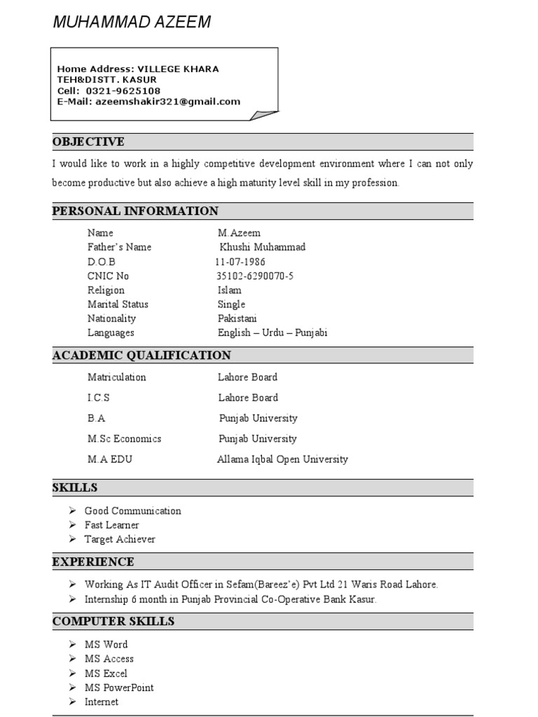 Azeem CV | PDF | Business