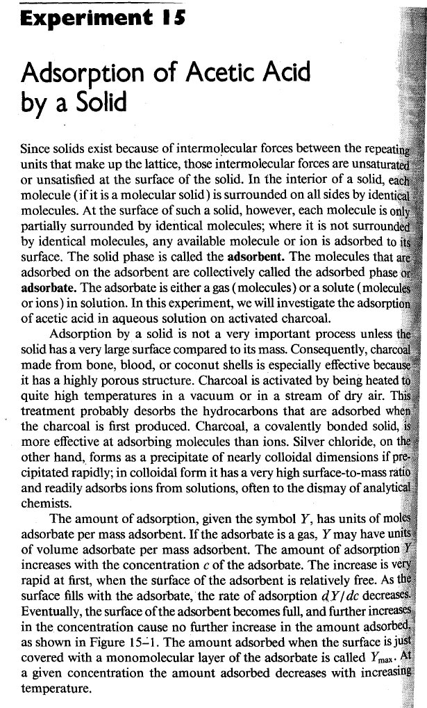 Adsorption of Acetic Acid by A Solid | PDF