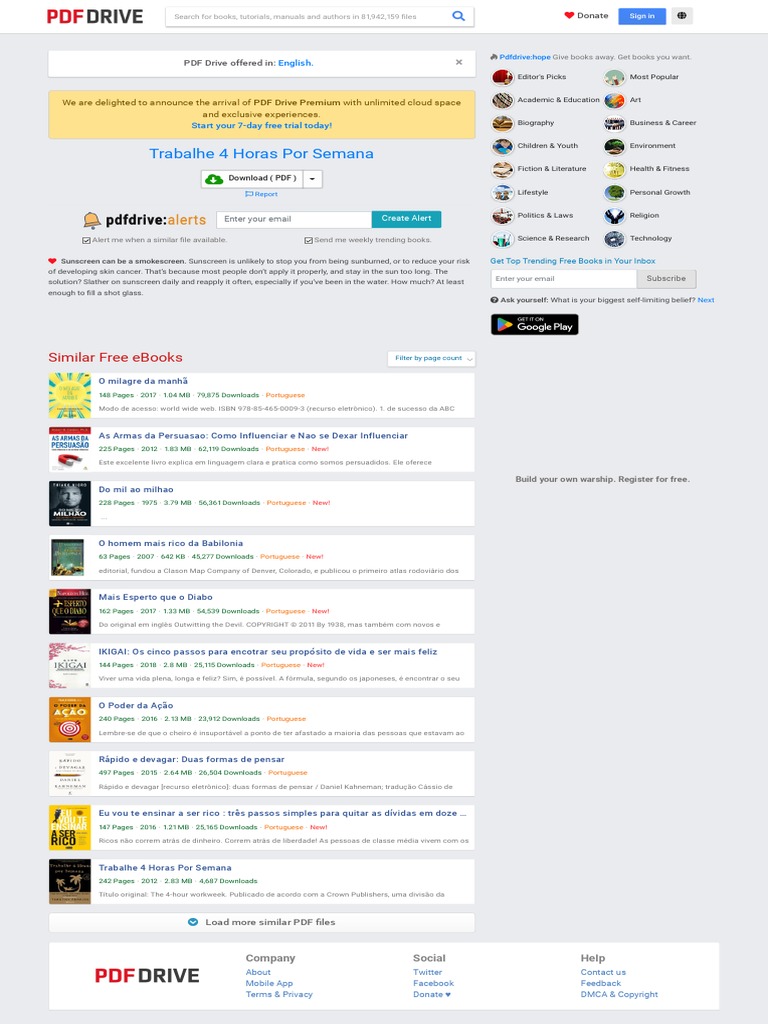 Trabalhe 4 Horas Por Semana by Timothy Ferriss - PDF Drive | PDF