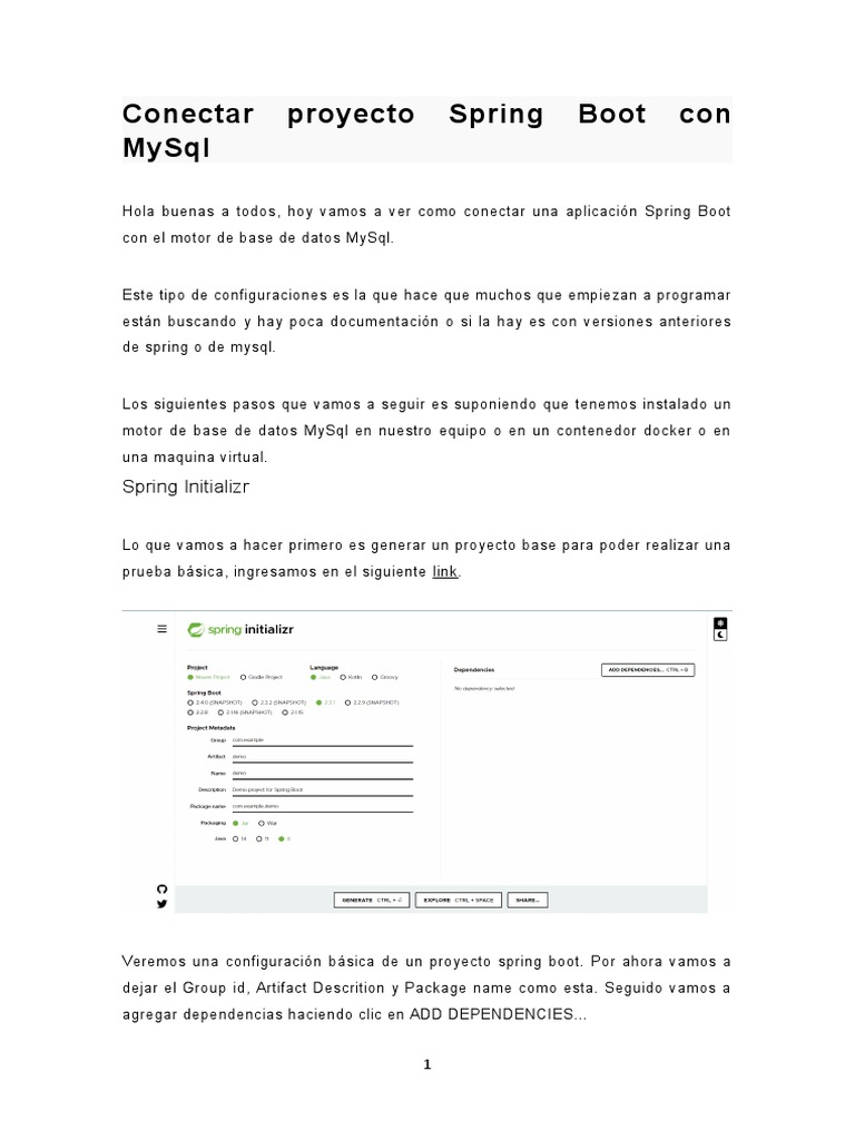 Conectar Proyecto Spring Boot Con Mysql Pdf Mi Sql Gestión De Tecnología De La Información