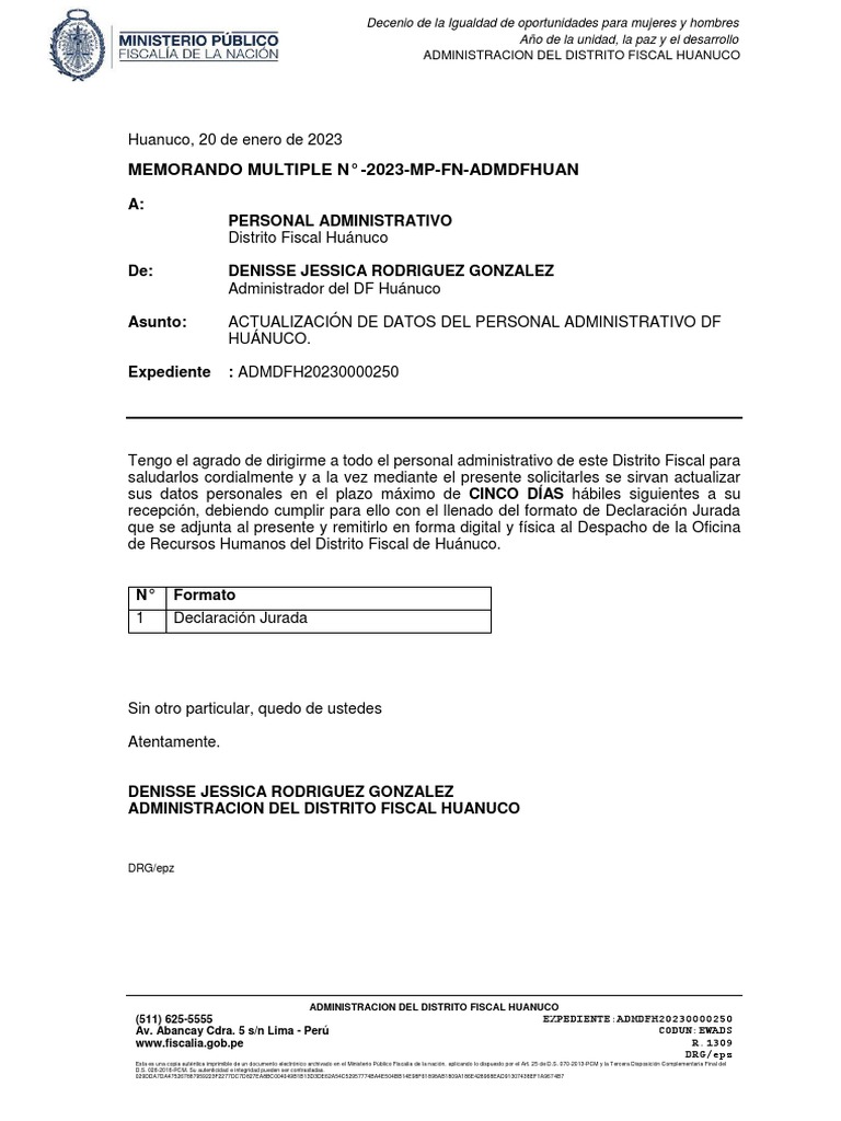 Memorando Multiple r1309 2023 Admdfhuan | PDF