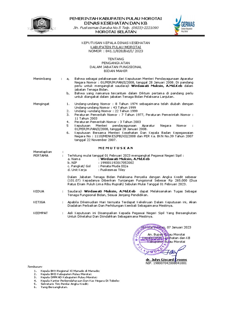 SK Fungsional Wirdawati Muksin | PDF