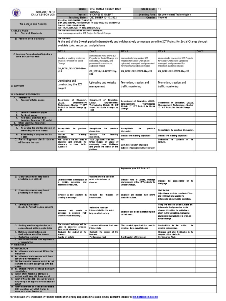 E TECH DLL 2022 Week 6 | PDF | Educational Technology | Learning