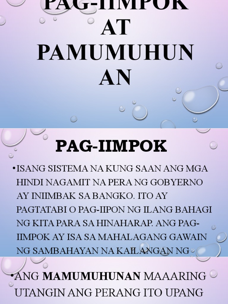 Pag-Iimpok at Pamumuhunan | PDF