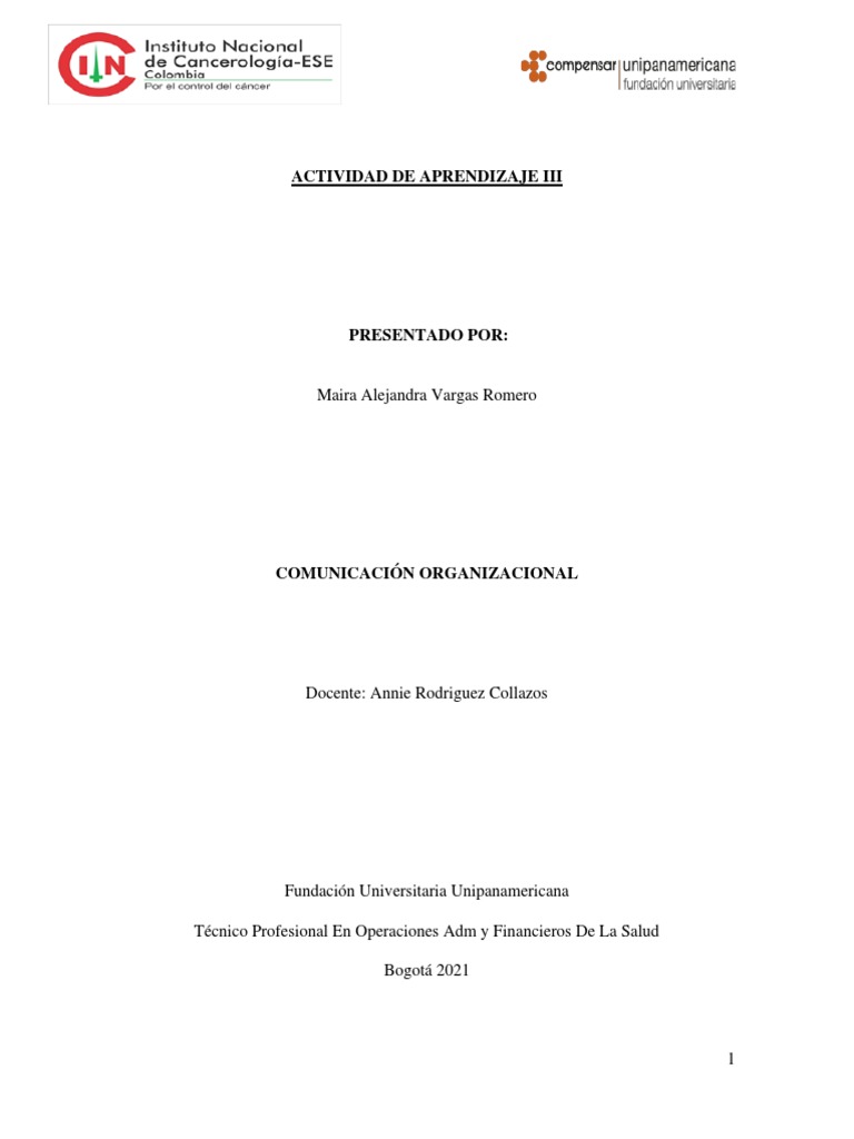 Comunicación Organizacional Actividad Iii | PDF | Crecimiento personal y profesional | Negocios