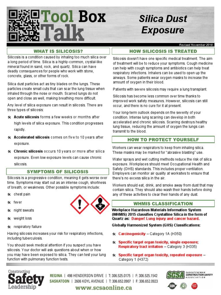 Silica Safety and Tool Box Talks Guide | PDF | Lung | Silicon Dioxide