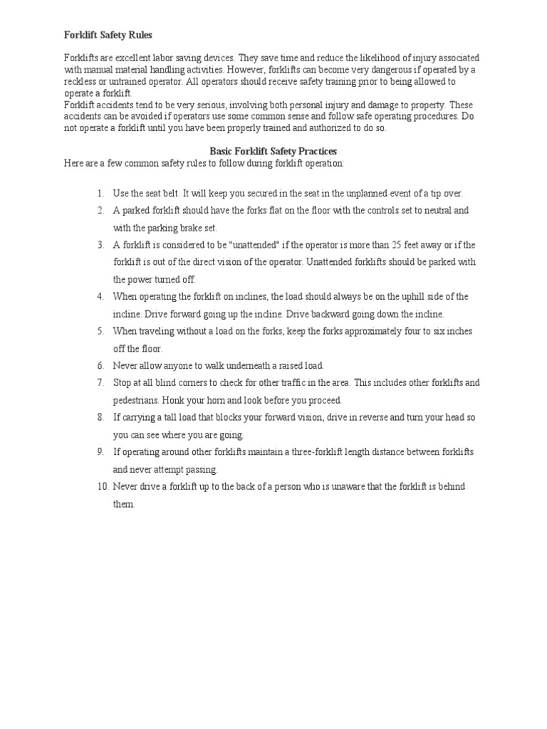 Toolbox Topics Forklift Safety Rules | PDF | Forklift | Elevator