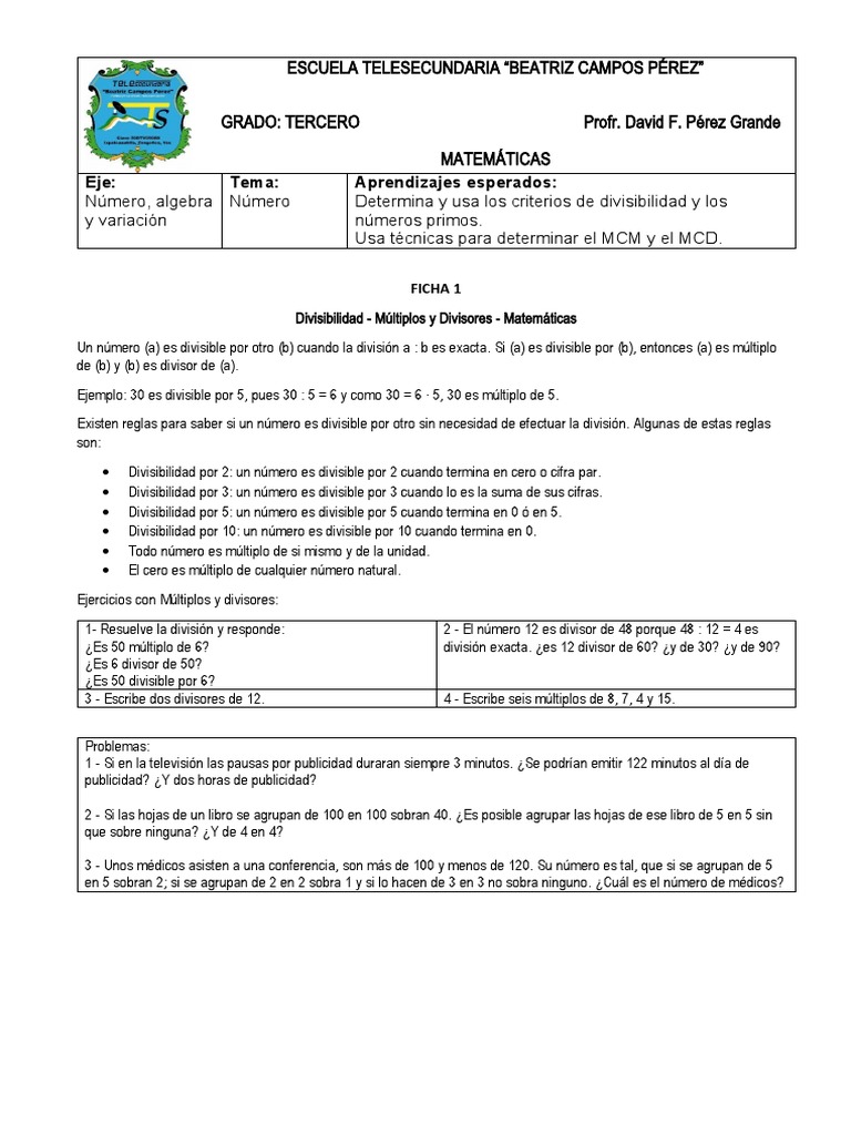 MATE2 | PDF | Multiplicación | División (Matemáticas)