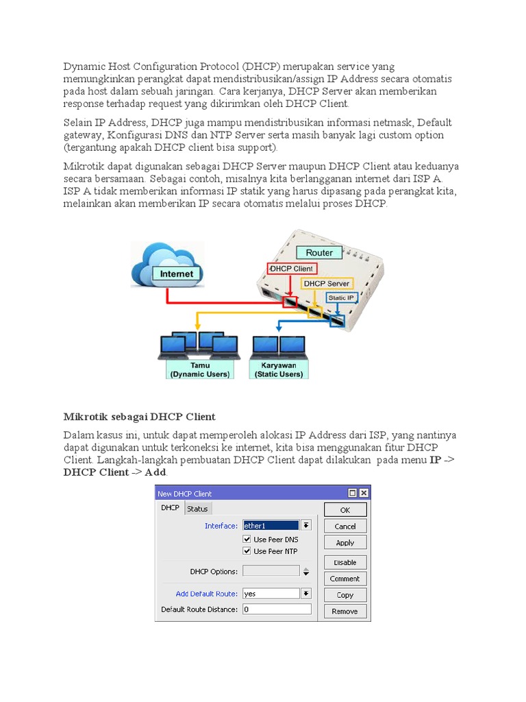 DHCP Mikrotik | PDF | Pengelolaan Keuangan & Uang | Komputer
