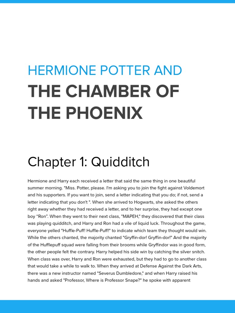 Hermione Potter and The Chamber of The Phoenix | PDF | Harry Potter | Fantasy