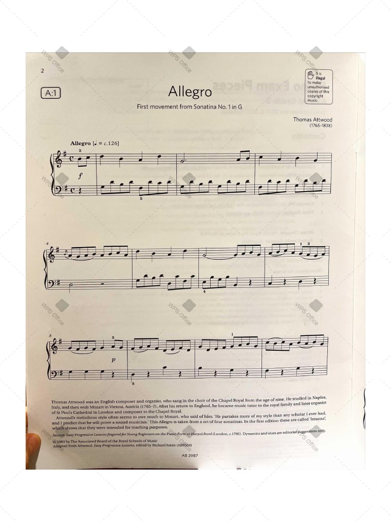 ABRSM Grade2 A1 Allegro | PDF