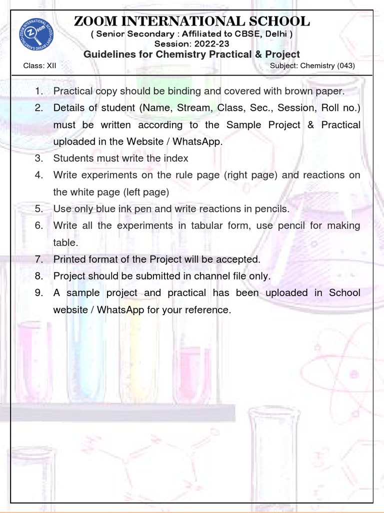 Guidelines for Completing Chemistry Practical and Project Work for ...