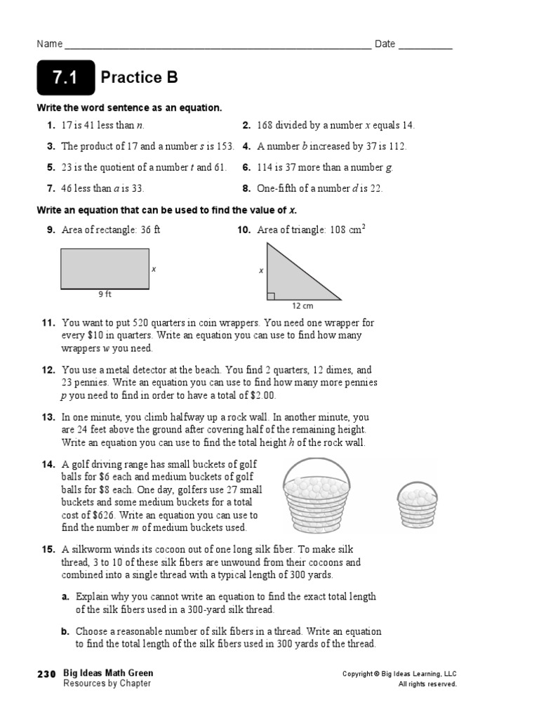 7.1 Practice B | PDF
