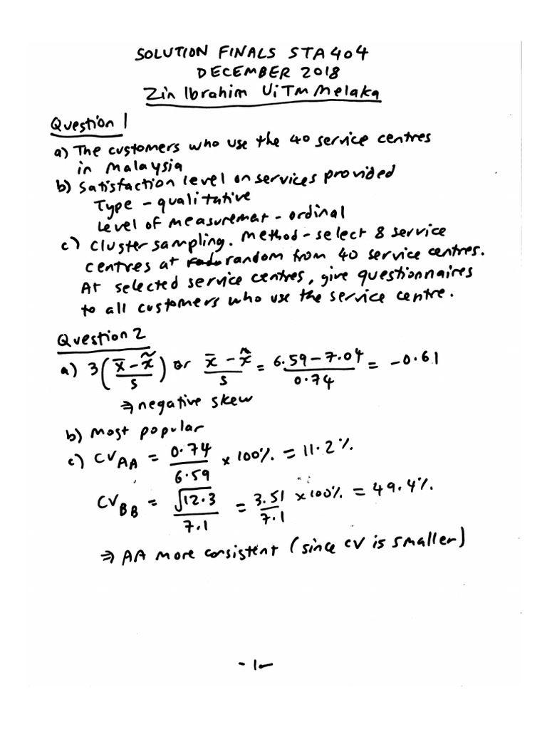 Solution Final Exam Dec 2018 | PDF