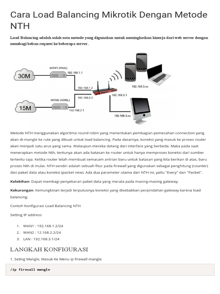 Cara Load Balancing Mikrotik Dengan Metode NTH | PDF
