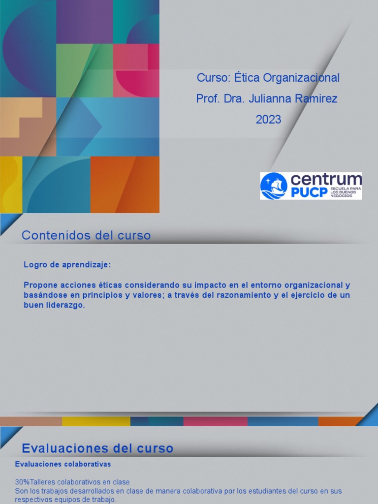 Sesion 1 y 2-3 Etica Organizacional - JR 2023 | PDF | Sustentabilidad
